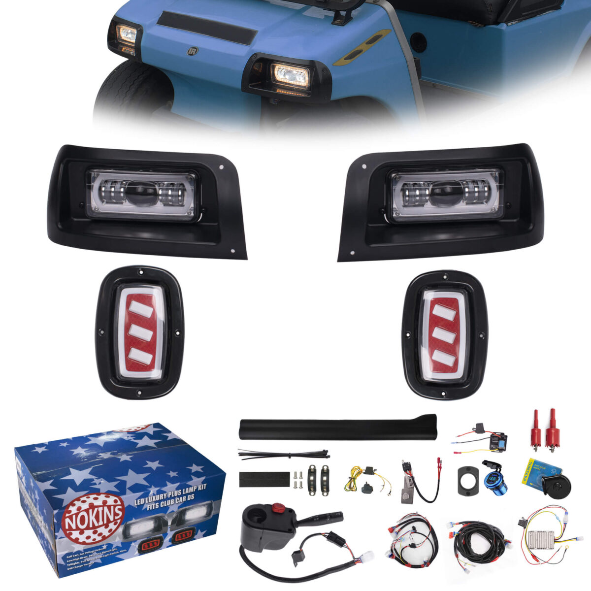NOKINS Deluxe Plus LED Light Kit Fit Club Car DS 1993-UP Gas and ...